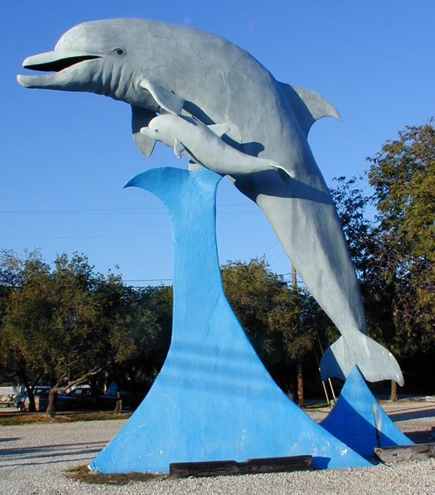 Dolphin & Shark Statues | RoadsideArchitecture.com